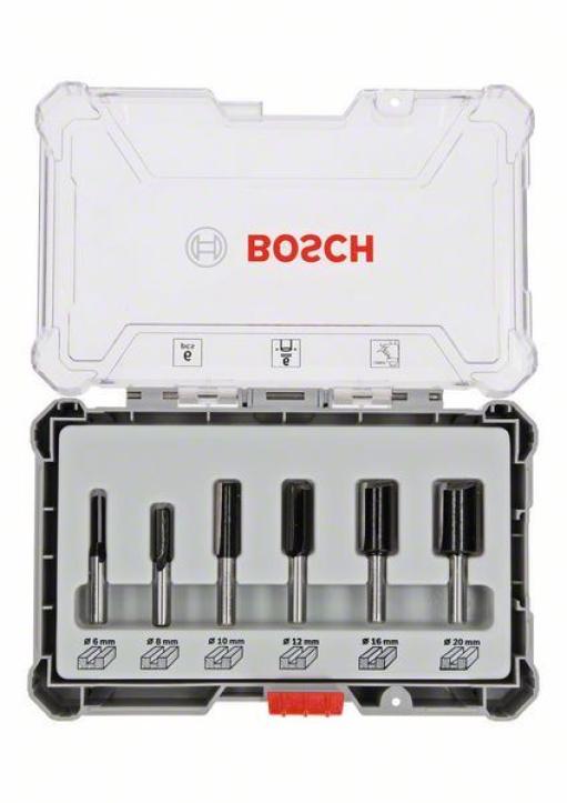 Komplet ravnih glodala, 6 komada, držač od 6 mm Bosch 2607017465, 6-piece Straight Router Bit Set.