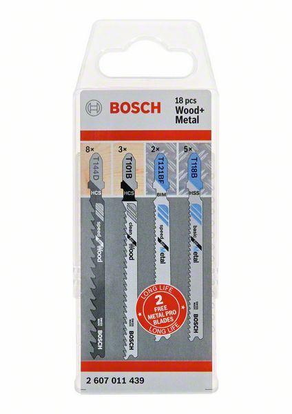 Set listova za ubodnu testeru - JSB komplet Wood and Metal, 18 delova Bosch 2607011439