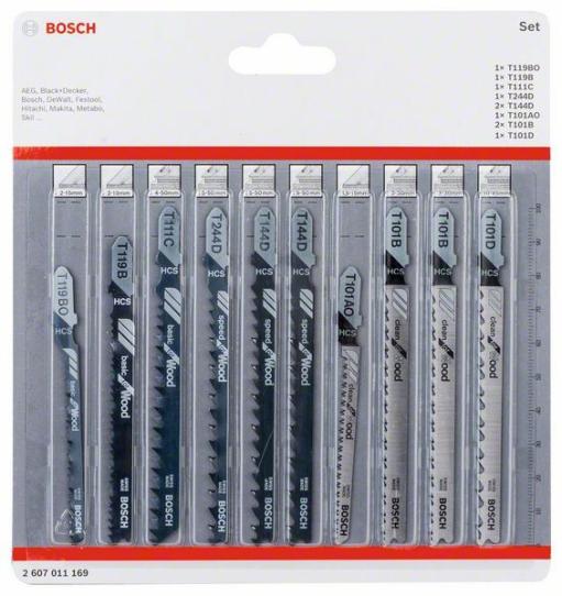 List ubodne testere set 10 komada Wood Bosch 2607011169