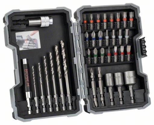 35-delni set burgija i bitova odvrtača Bosch 2607017328, PH1; PH2; PH3; PZ1; PZ2; PZ3; SL3; SL4; SL5; SL6; H3; H4; H5; H6; T10; T15; T20; T20; T25; T27; T30; T40