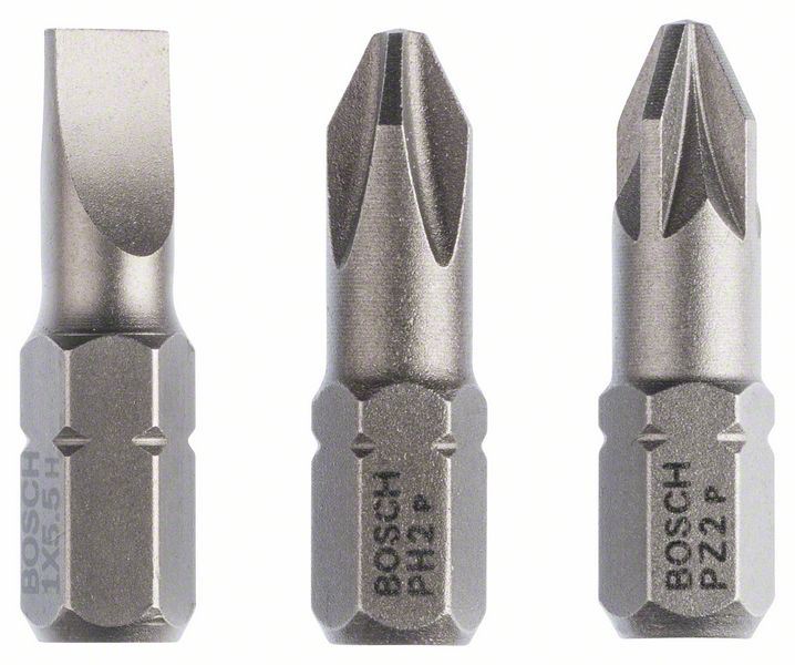 3-delni paket bitova odvrtača ekstra tvrdi (mešani) Bosch 2607001766, S 1,0x5,5; PH2; PZ2; 25 mm