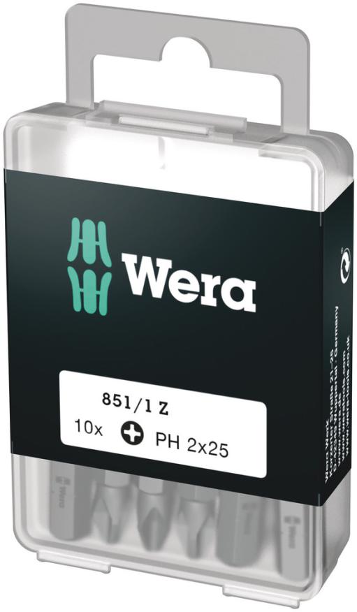 Wera 1x 851/1 Z DIY bit, PH 2 x 25 mm, 10 komada;, 05072401001