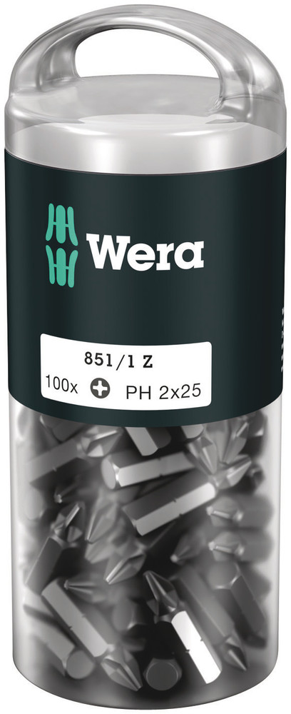 Wera 1x 851/1 Z DIY 100 bit, PH 2 x 25 mm, 100 komada, 05072441001