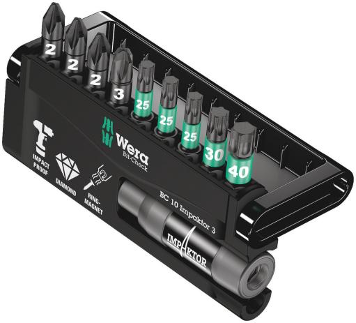 Wera Bit-Check 10 Impaktor 3 set bitova, 10 komada, 05057683001