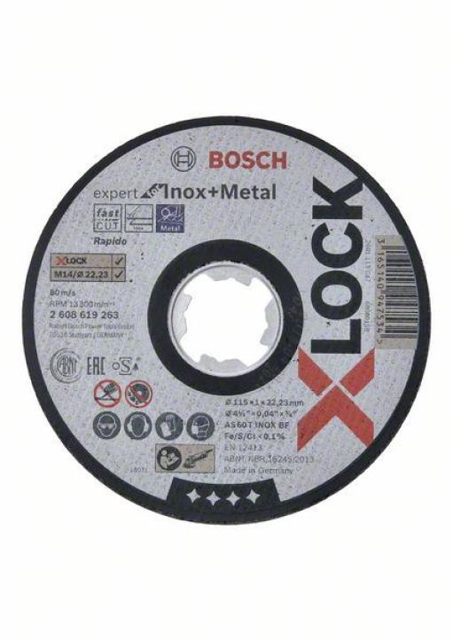 X-LOCK Expert for Inox+Metal 115x1x22,23 za ravno sečenje Bosch 2608619263, AS 60 T INOX BF, 115 mm, 1,0 mm