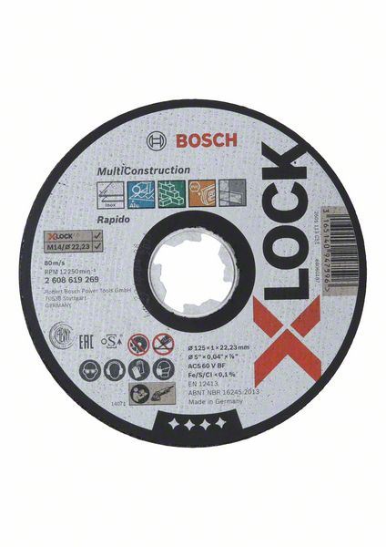 X-LOCK Multi Material 125x1x22,23, ravno sečenje Bosch 2608619269, ACS 60 V BF, 125 mm, 1,0 mm
