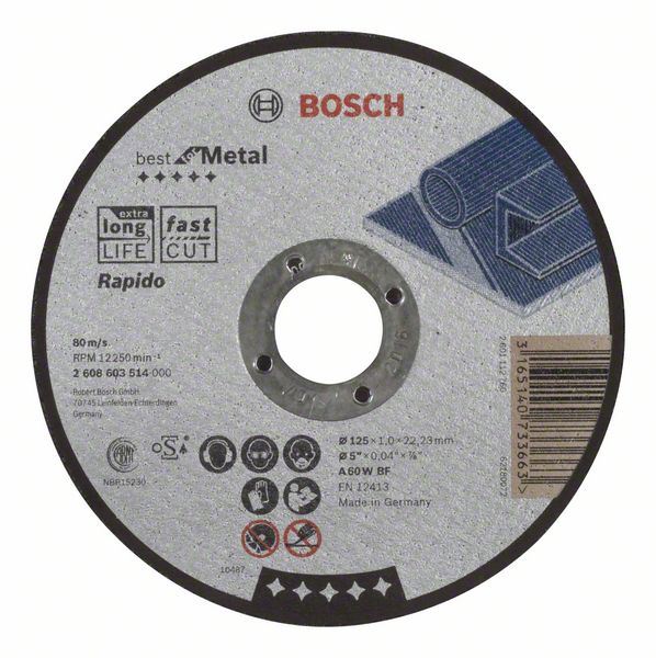 Rezna ploča ravna Best for Metal - Rapido Bosch 2608603514, A 60 W BF, 125 mm, 1,0 mm