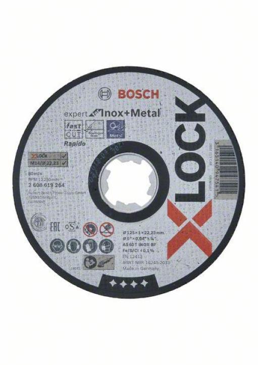 X-LOCK Expert for Inox+Metal 125x1x22,23 za ravno sečenje Bosch 2608619264, AS 60 T INOX BF, 125 mm, 1,0 mm