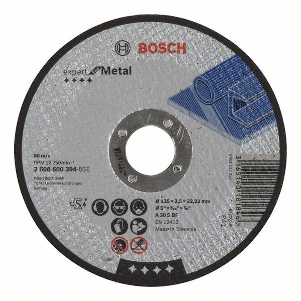 Rezna ploča ravna Expert for Metal Bosch 2608600394, A 30 S BF, 125 mm, 2,5 mm