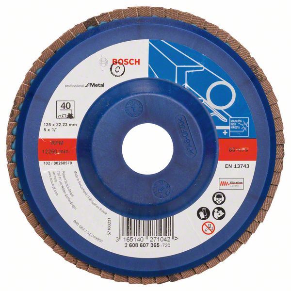 Lamelni brusni disk X551, Expert for Metal Bosch 2608607365, Prečnik 125 mm; granulacija 40, ravni