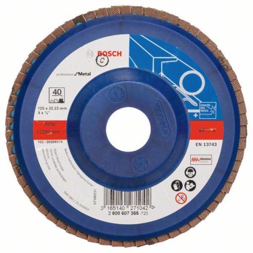 Lamelni brusni disk X551, Expert for Metal Bosch 2608607365, Prečnik 125 mm; granulacija 40, ravni