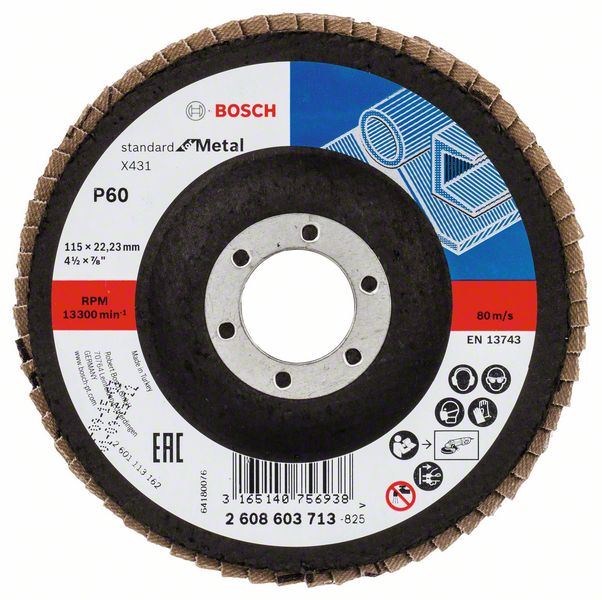 Lamelni brusni disk X431, Standard for Metal Bosch 2608603713, 115 mm, 22,23 mm, 60