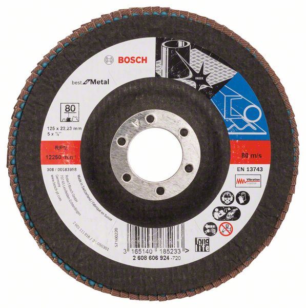 Lamelni brusni disk X571, Best for Metal Bosch 2608606924, Prečnik 125 mm; granulacija 80, kolenasti