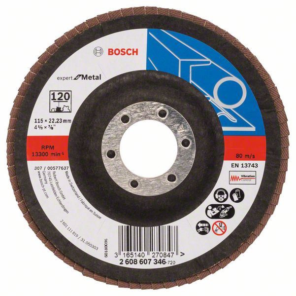 Lamelni brusni disk X551, Expert for Metal Bosch 2608607346, Prečnik 115 mm; granulacija 120, kolenasti