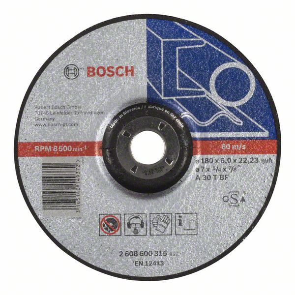 Brusna ploča ispupčena Expert for Metal Bosch 2608600315, A 30 T BF, 180 mm, 6,0 mm