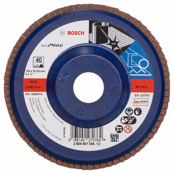 Lamelni brusni disk X571, Best for Metal Bosch 2608607323, Prečnik 115 mm; granulacija 60, ravni