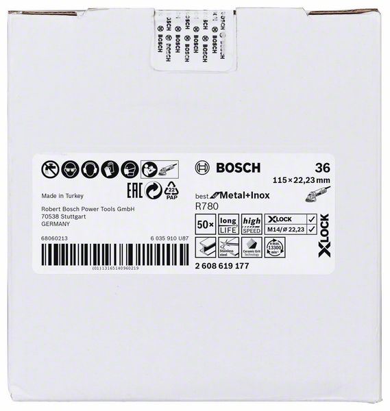 X-LOCK vlaknasta ploča, 115 mm, G36, zvezdasta rupa, R780 Best for Metal + Inox Bosch 2608619177, 115 x 22,23 mm, G36