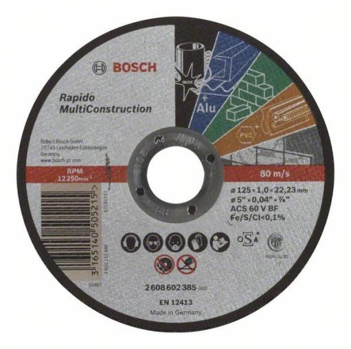 Rezna ploča ravna Rapido Multi Construction Bosch 2608602385, ACS 60 V BF, 125 mm, 1,0 mm