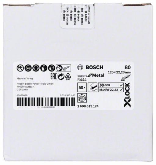 X-LOCK vlaknaste brusne ploče, Ø125 mm, G 80, R444, Expert for Metal, 1 komad Bosch 2608619174, D= 125 mm; G= 80
