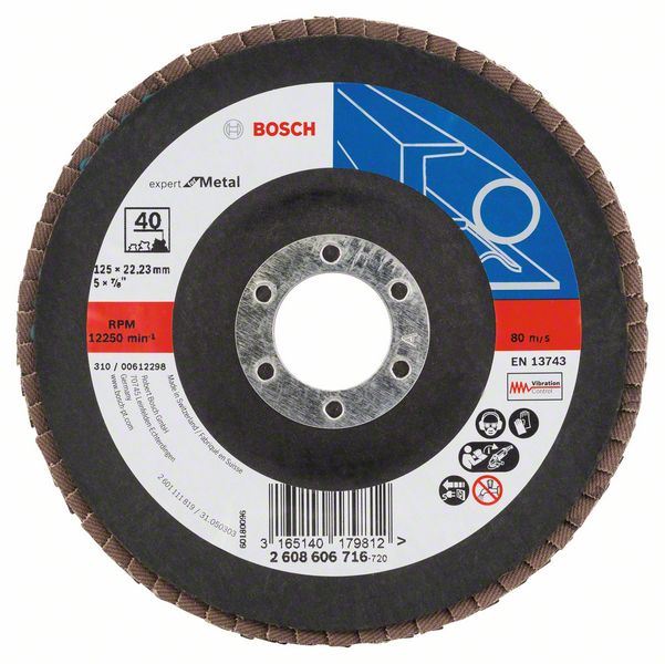 Lamelni brusni disk X551, Expert for Metal Bosch 2608606716, Prečnik 125 mm; granulacija 40, kolenasti