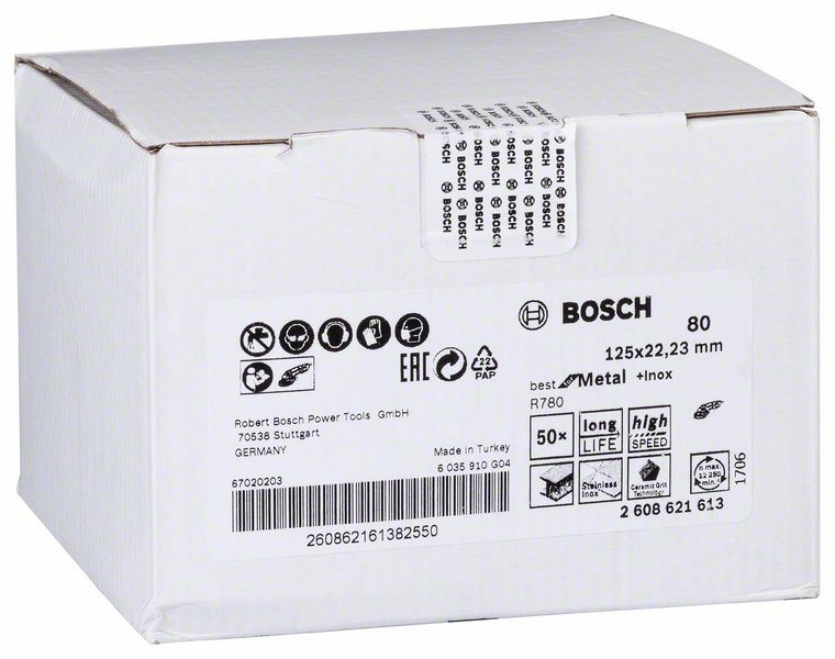 Brusni fiber disk R780, Best for Metal + Inox Bosch 2608621613, 125 x 22,23 mm, G80