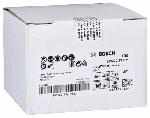 Brusni fiber disk R780, Best for Metal + Inox Bosch 2608621614, 125 x 22,23 mm, G100