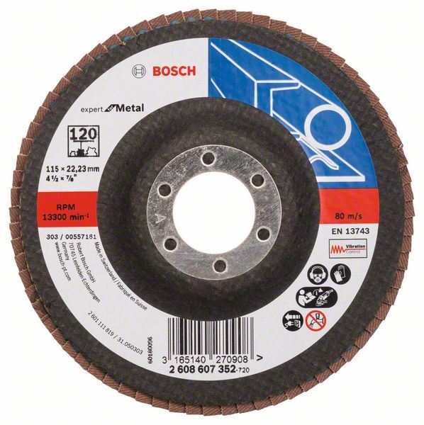 Lamelni brusni disk X551, Expert for Metal Bosch 2608607352, Prečnik 115 mm; granulacija 120, kolenasti