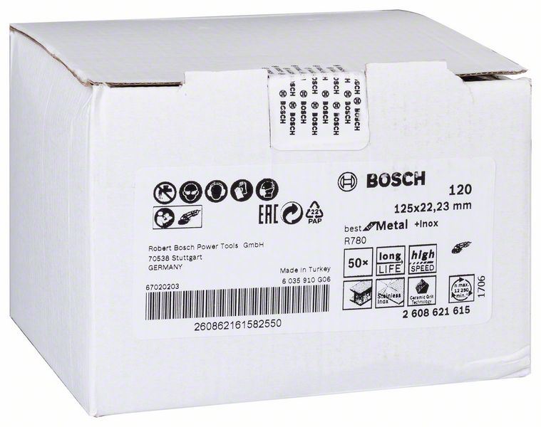 Brusni fiber disk R780, Best for Metal + Inox Bosch 2608621615, 125 x 22,23 mm, G125