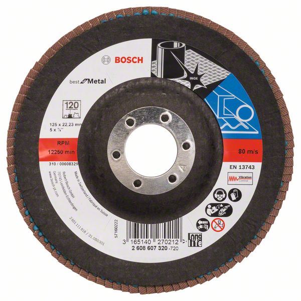 Lamelni brusni disk X571, Best for Metal Bosch 2608607320, Prečnik 125 mm; granulacija 120, kolenasti