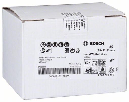 Brusni fiber disk R780, Best for Metal + Inox Bosch 2608621611, 125 x 22,23 mm, G50