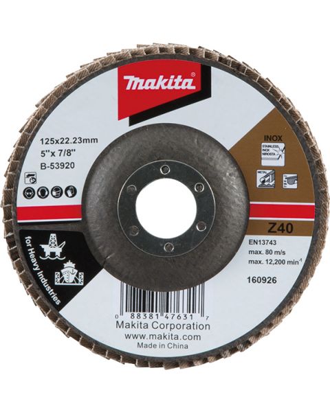 Makita Industrial Flap Disc For Heavy duty 125x22,23 Z40 B-53920