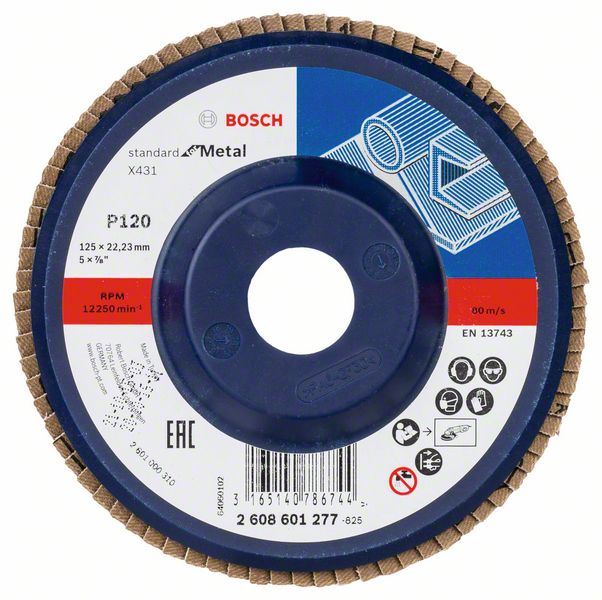 Lamelni brusni disk X431, Standard for Metal Bosch 2608601277, 125 mm, 22,23 mm, 120