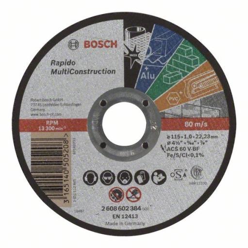 Rezna ploča ravna Rapido Multi Construction Bosch 2608602384, ACS 60 V BF, 115 mm, 1,0 mm