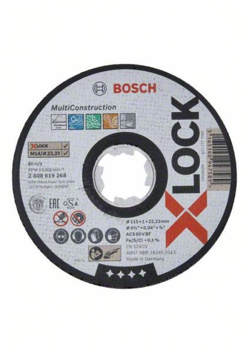 X-LOCK Multi Material 115x1x22,23, ravno sečenje Bosch 2608619268, ACS 60 V BF, 115 mm, 1,0 mm