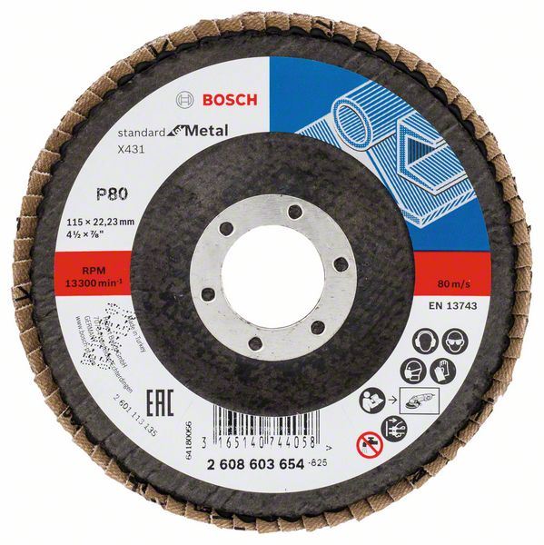 Lamelni brusni disk X431, Standard for Metal Bosch 2608603654, 115 mm, 22,23 mm, 80