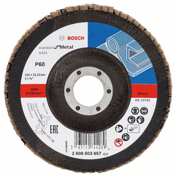 Lamelni brusni disk X431, Standard for Metal Bosch 2608603657, 125 mm, 22,23 mm, 60