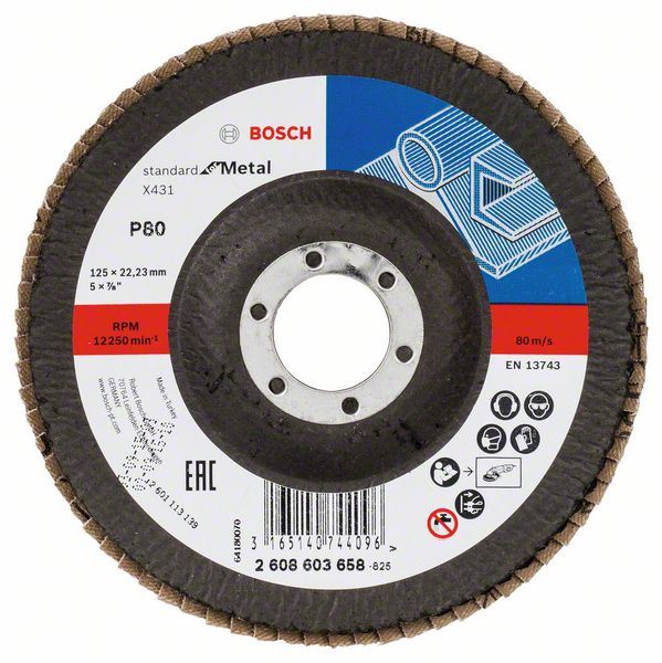 Lamelni brusni disk X431, Standard for Metal Bosch 2608603658, 125 mm, 22,23 mm, 80