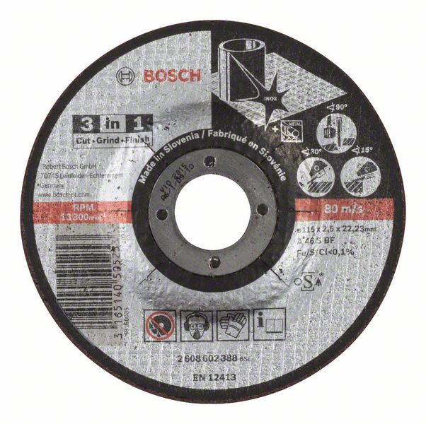 Rezna ploča 3 u 1 Bosch 2608602388, A 46 S BF, 115 mm, 2,5 mm