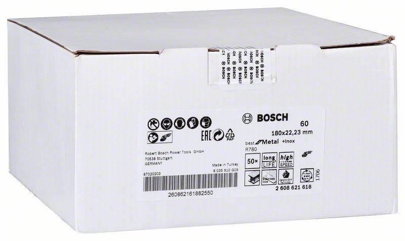 Brusni fiber disk R780, Best for Metal + Inox Bosch 2608621618, 180 x 22,23 mm, G60