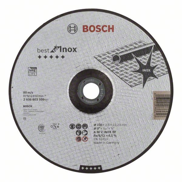 Rezna ploča ispupčena Best for Inox Bosch 2608603509, A 30 V INOX BF, 230 mm, 2,5 mm