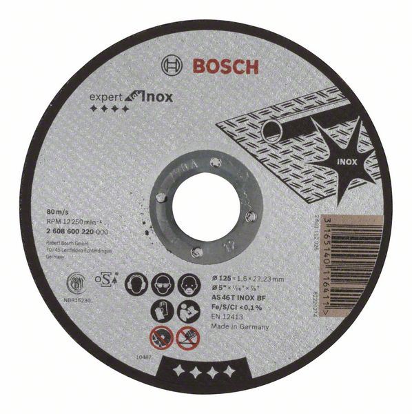 Rezna ploča ravna Expert for Inox Bosch 2608600220, AS 46 T INOX BF, 125 mm, 1,6 mm