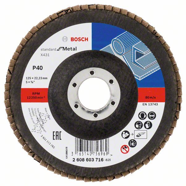 Lamelni brusni disk X431, Standard for Metal Bosch 2608603716, 125 mm, 22,23 mm, 40
