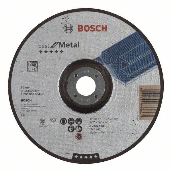Brusna ploča ispupčena Best for Metal Bosch 2608603534, A 2430 T BF, 180 mm, 7,0 mm