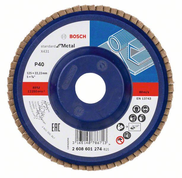 Lamelni brusni disk X431, Standard for Metal Bosch 2608601274, 125 mm, 22,23 mm, 40