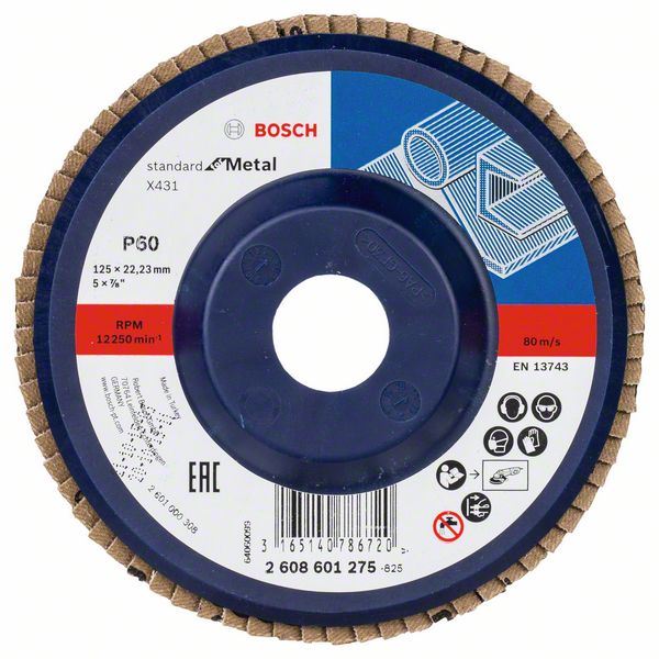 Lamelni brusni disk X431, Standard for Metal Bosch 2608601275, 125 mm, 22,23 mm, 60