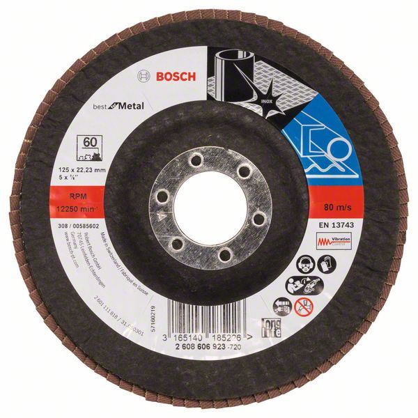 Lamelni brusni disk X571, Best for Metal Bosch 2608606923, Prečnik 125 mm; granulacija 60, kolenasti