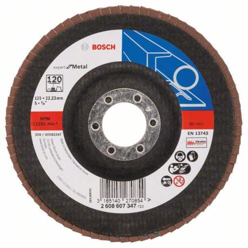 Lamelni brusni disk X551, Expert for Metal Bosch 2608607347, Prečnik 125 mm; granulacija 120, kolenasti