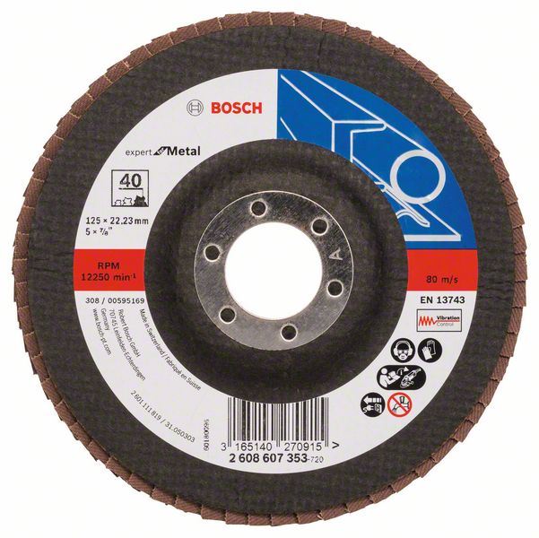 Lamelni brusni disk X551, Expert for Metal Bosch 2608607353, Prečnik 125 mm; granulacija 40, kolenasti