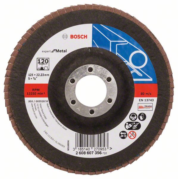 Lamelni brusni disk X551, Expert for Metal Bosch 2608607356, Prečnik 125 mm; granulacija 120, kolenasti