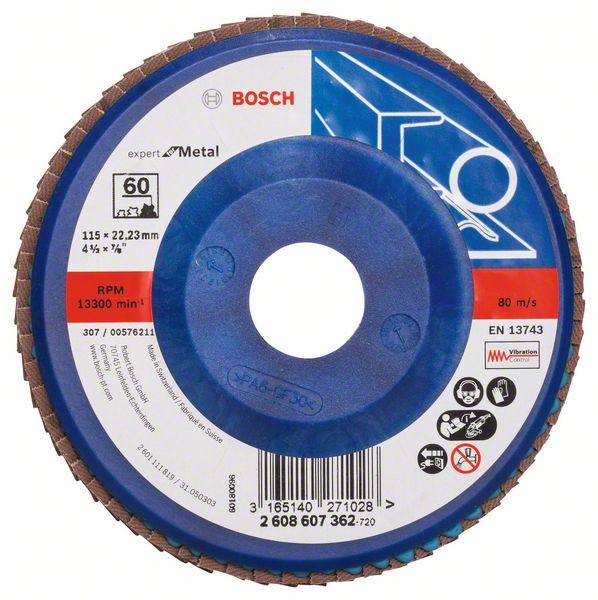 Lamelni brusni disk X551, Expert for Metal Bosch 2608607362, Prečnik 115 mm; granulacija 60, ravni